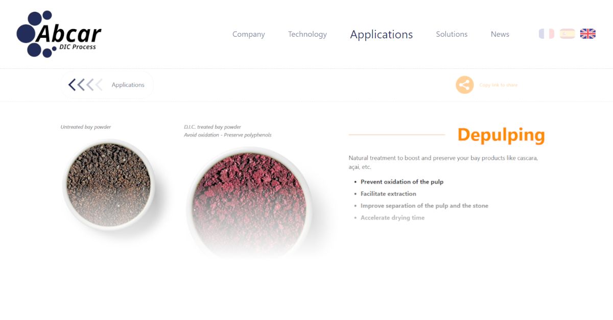 D.I.C. depulping, for high quality products - Applications - Abcar D.I ...